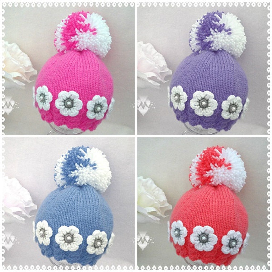 Knitting PATTERN Baby Hat Baby Girl Beanie Knitted Baby Cap - Etsy