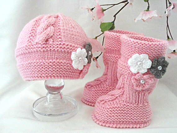 Knitting PATTERN Baby Set Knitted Baby Hat Baby Shoes Infant Newborn ...