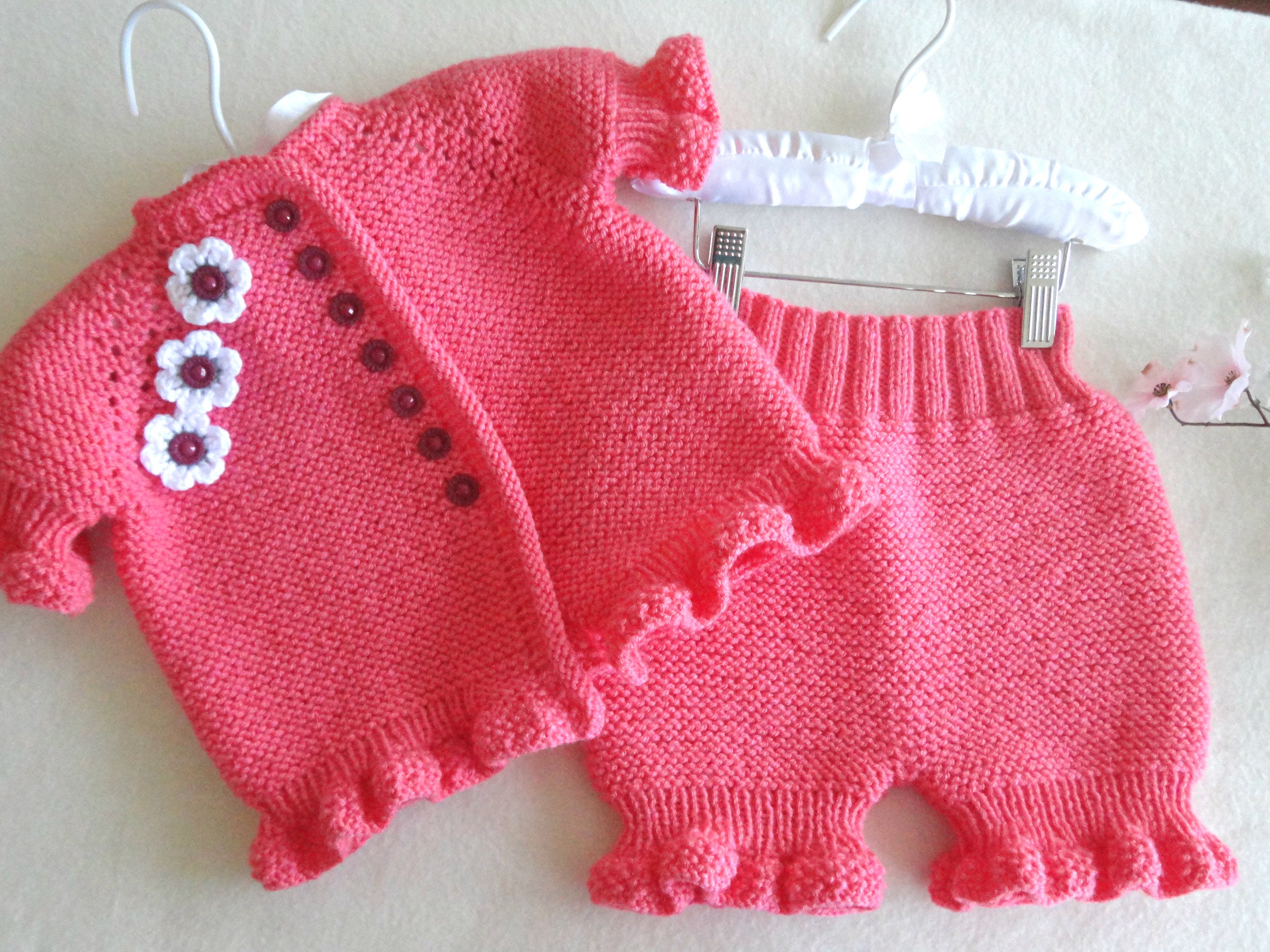 Knitting PATTERN Baby Girl Jacket Knitted Baby Bloomers Knitted Diaper ...