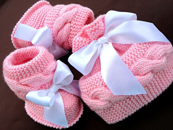 Knitting PATTERN Baby Set Baby Shoes Knitted Baby Hat Pattern | Etsy