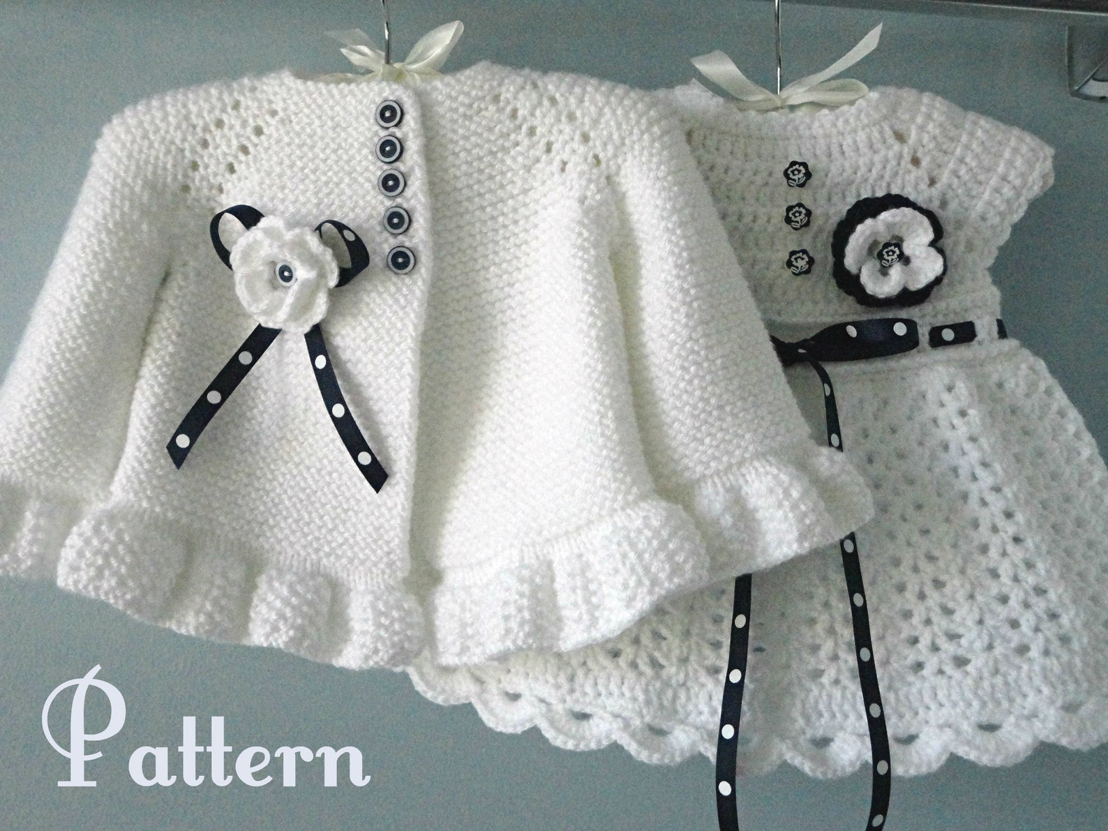 Knitting PATTERN Baby Jacket Crochet PATTERN Baby Dress Baby Cardigan ...