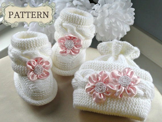 Knitting PATTERN Baby Set Baby Shoes Knitted Baby Hat Pattern | Etsy