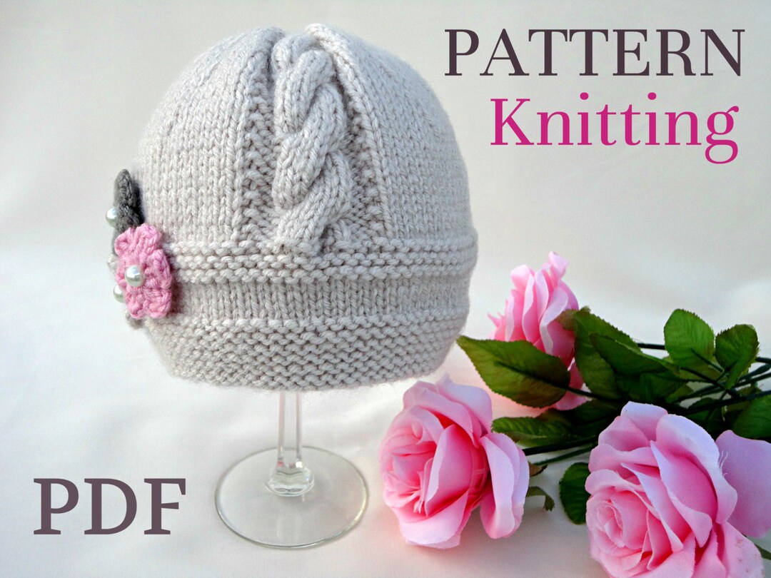 Knitting Pattern Baby Hat Baby Beanie Knit Pattern Infant Baby Girl ...