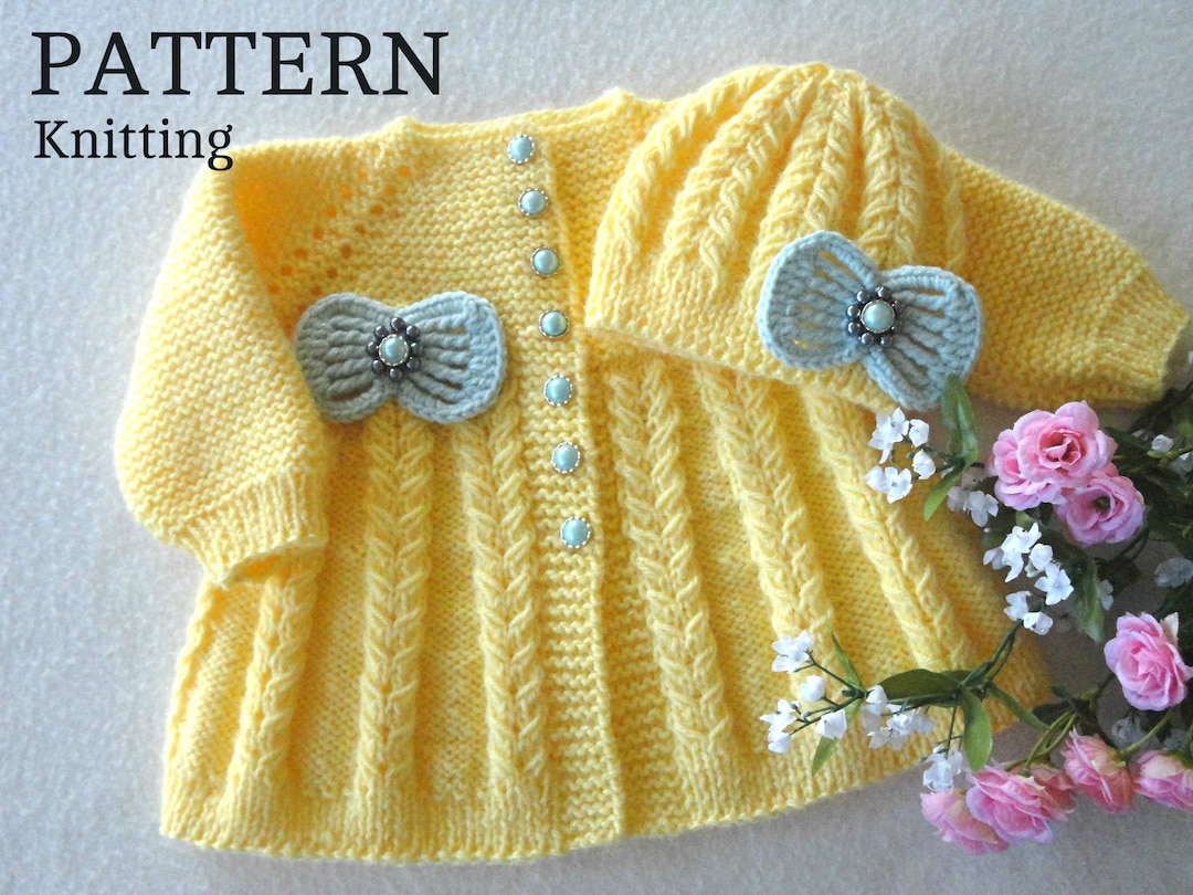 Knitting PATTERN Baby Jacket Knitted Baby Cardigan Baby Hat Baby Beanie ...