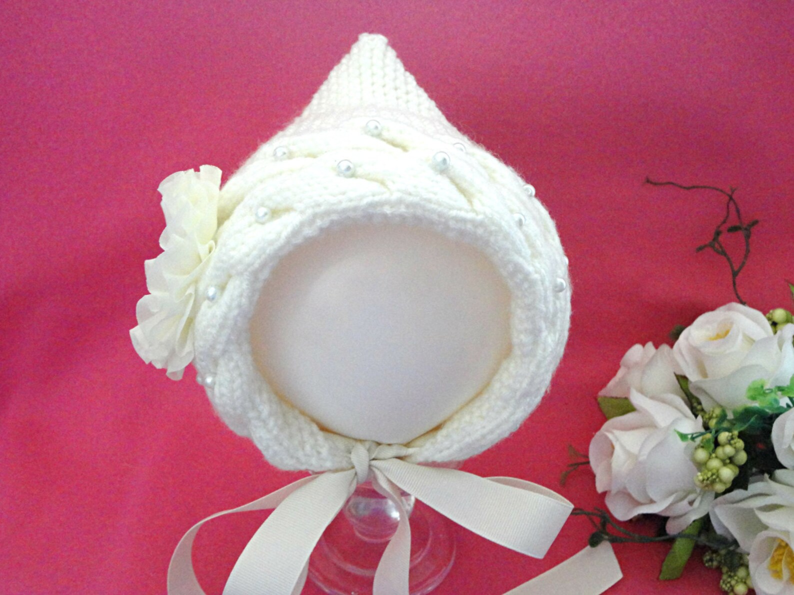 Knitting Pattern Baby Bonnet Knit Baby Hat Newborn Baby Girl Pattern ...