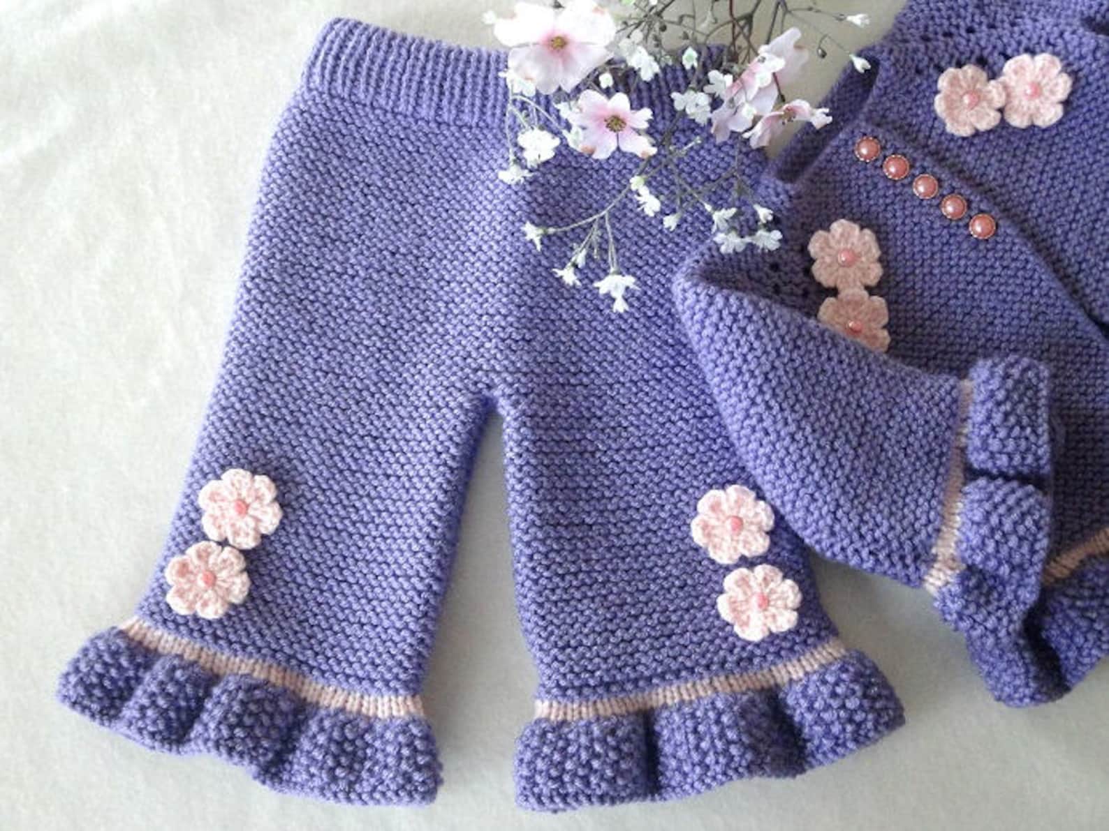 Knitting PATTERN Baby Cardigan Baby Pants Baby Girl Outfit | Etsy