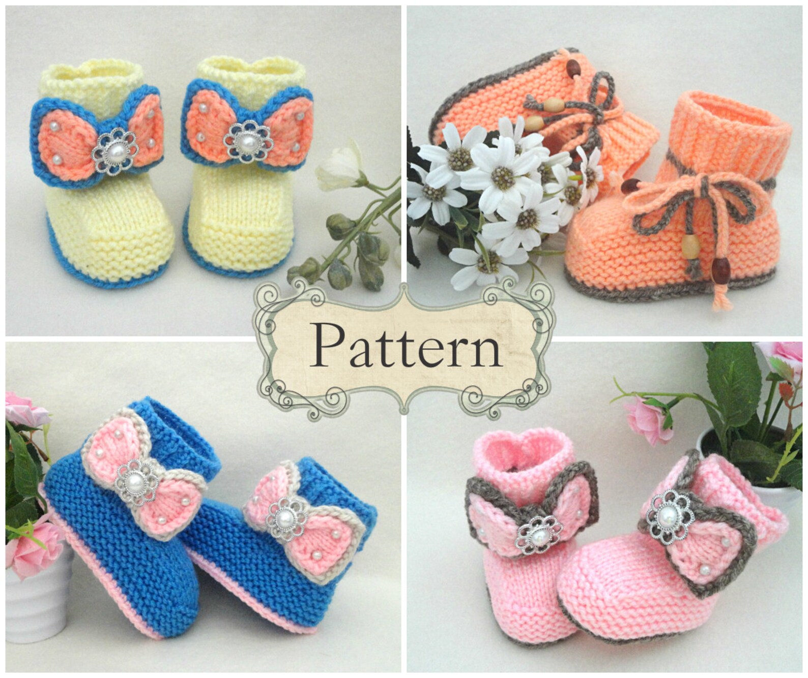 Knitting PATTERN Baby Shoes Baby Booties Knitted Baby Booty | Etsy