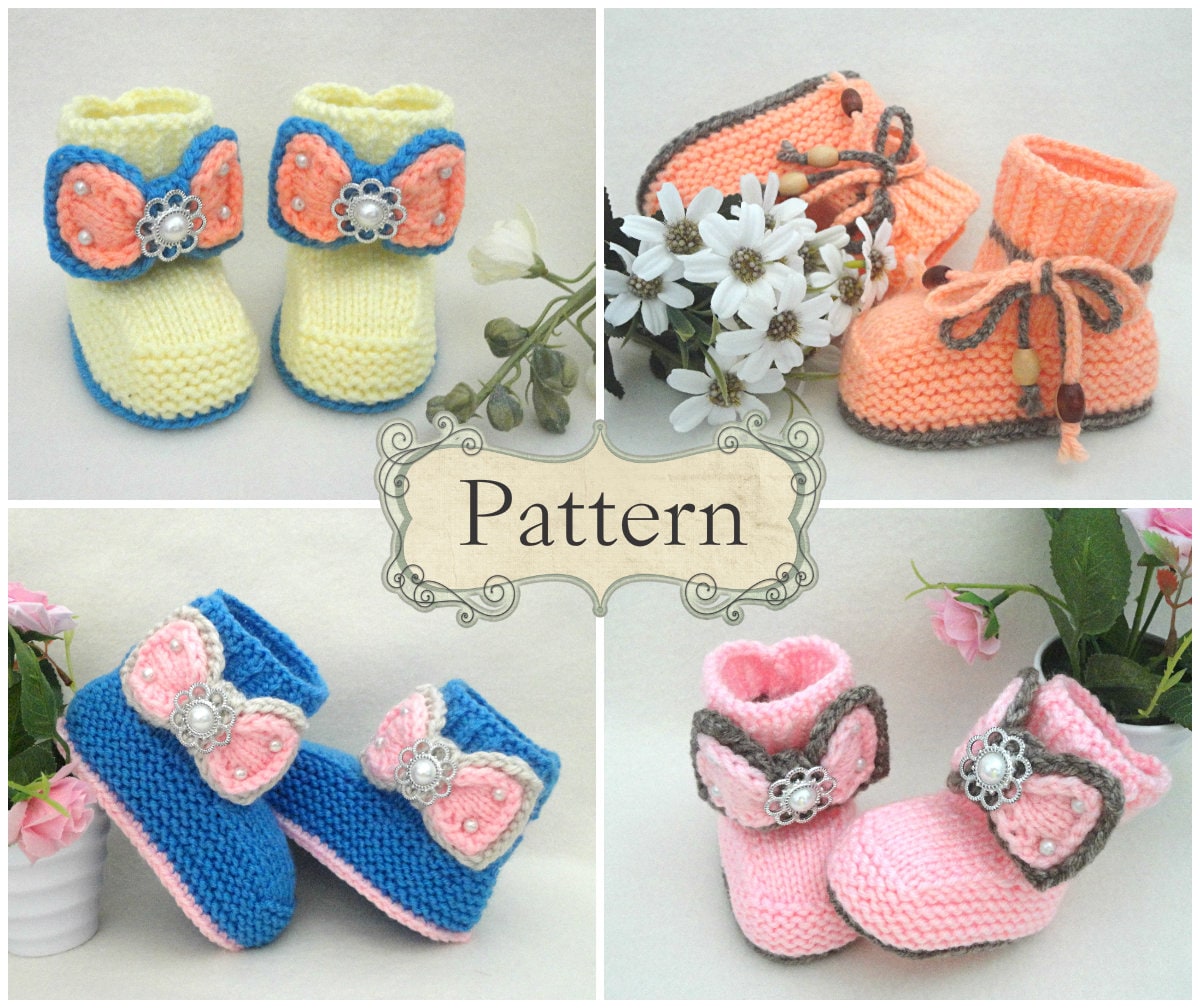 Knitting PATTERN Baby Shoes Baby Booties Knitted Baby Booty Baby Girl ...