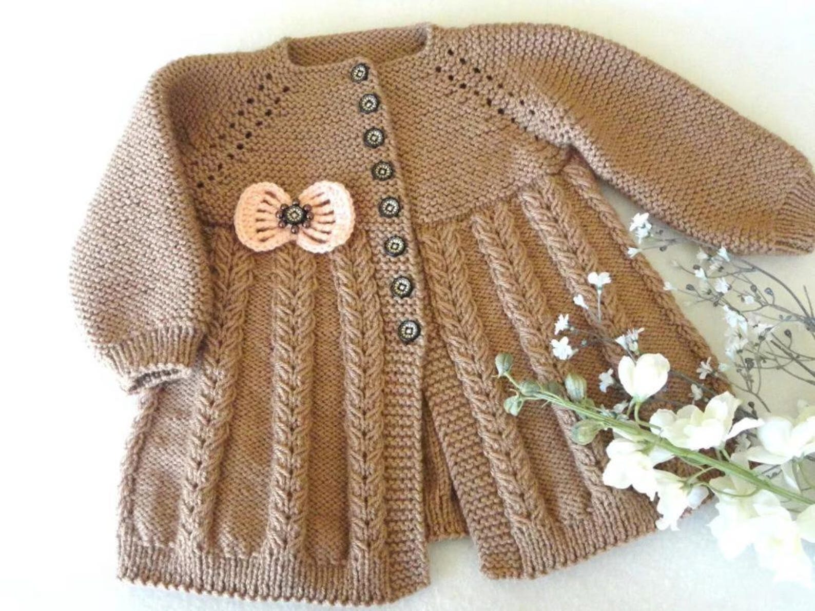 Knitting PATTERN Baby Jacket Knitted Baby Cardigan Knitted Cables Baby ...