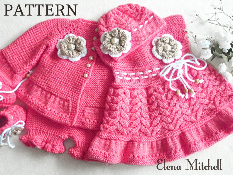 Knitting PATTERN Baby Dress Baby Jacket Diaper Cover Baptism | Etsy