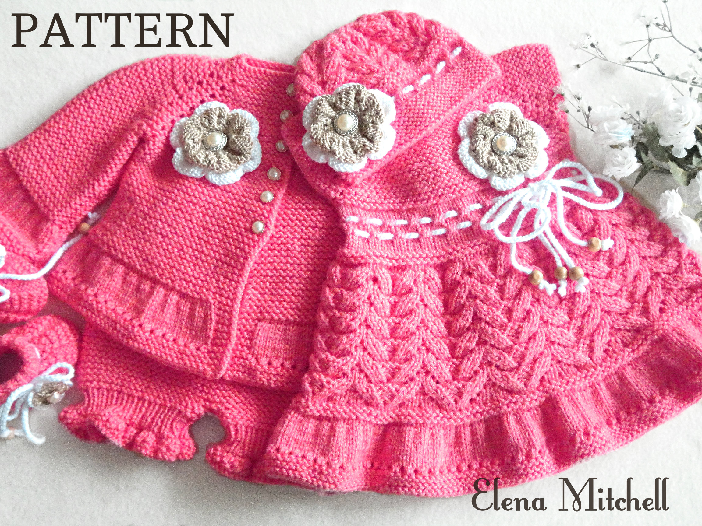 Knitting PATTERN Baby Dress Baby Jacket Diaper Cover Baptism | Etsy