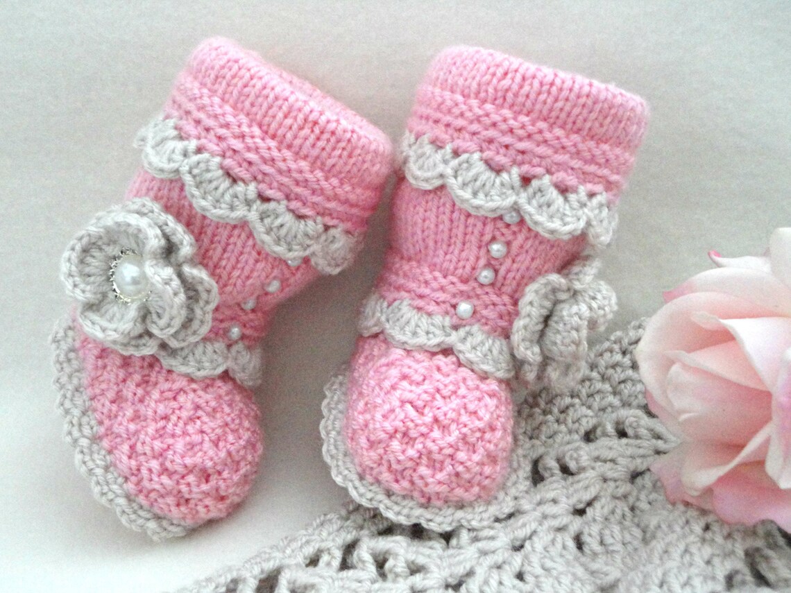 Knitting PATTERN Baby Booties Baby Shoes Knitted Baby Girl - Etsy