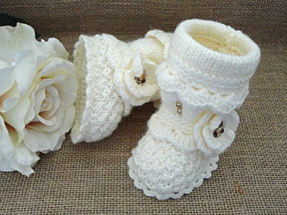 Knitting PATTERN Baby Booties Baby Shoes Knitted Baby Girl | Etsy UK