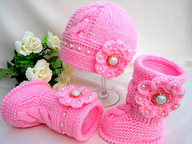 Knitting PATTERN Baby Set Infant Knit PATTERN Newborn Baby Shoes ...