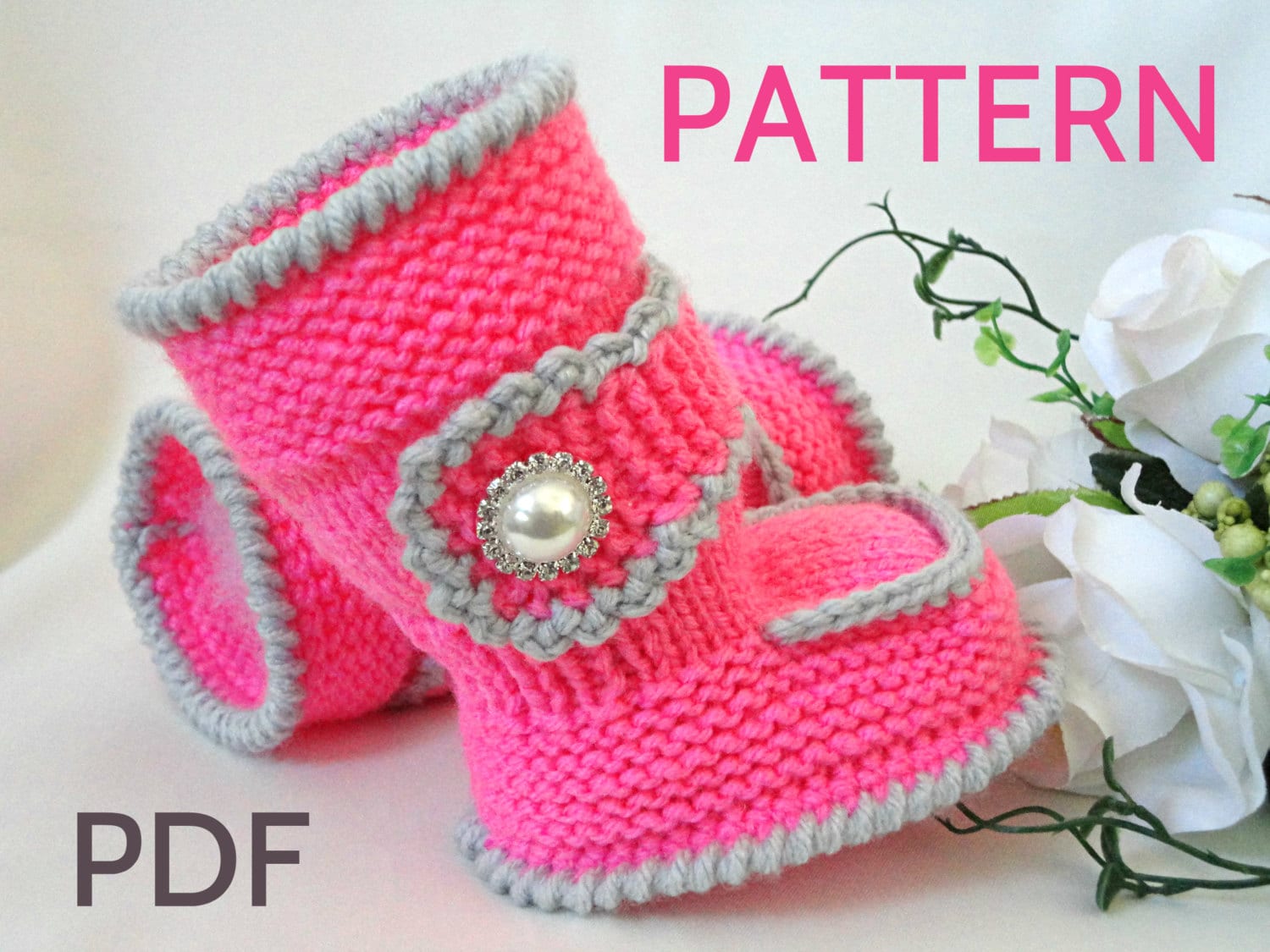 Knitting PATTERN Baby Booties Baby Shoes Knitted Baby Uggs Baby Girl ...
