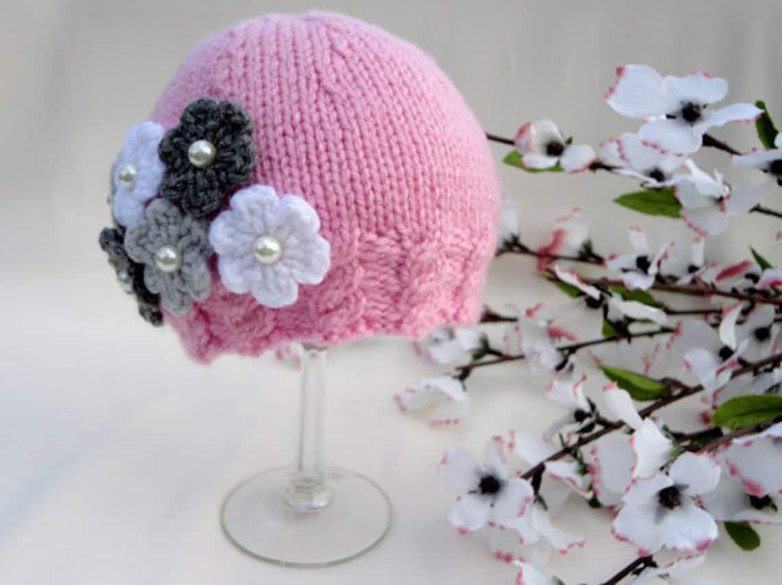 Knitting PATTERN Baby Hat Baby Girl Beanie Knitted Baby Cap - Etsy