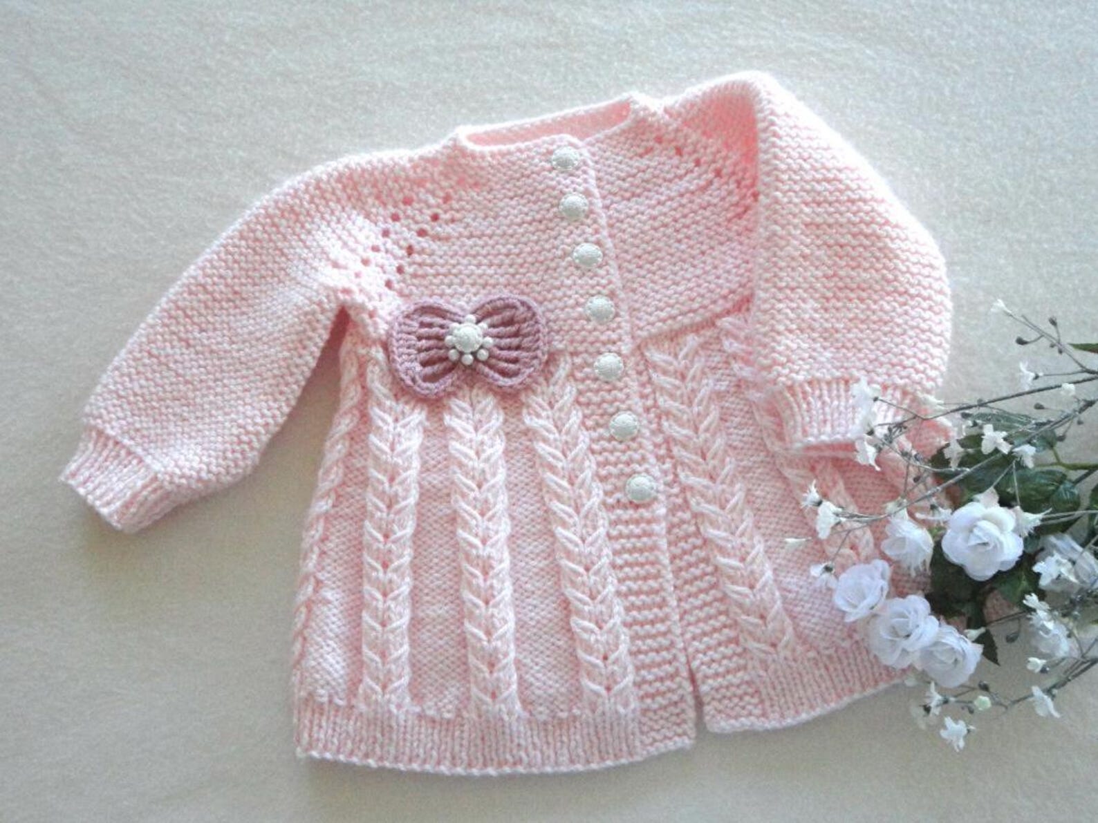 Knitting PATTERN Baby Jacket Knitted Baby Cardigan Knitted Cables Baby ...