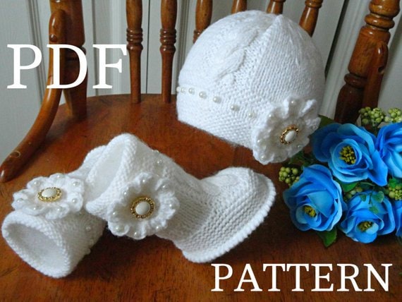 Knitting PATTERN Baby Set Knitted Baby Hat Baby Shoes Infant Newborn ...