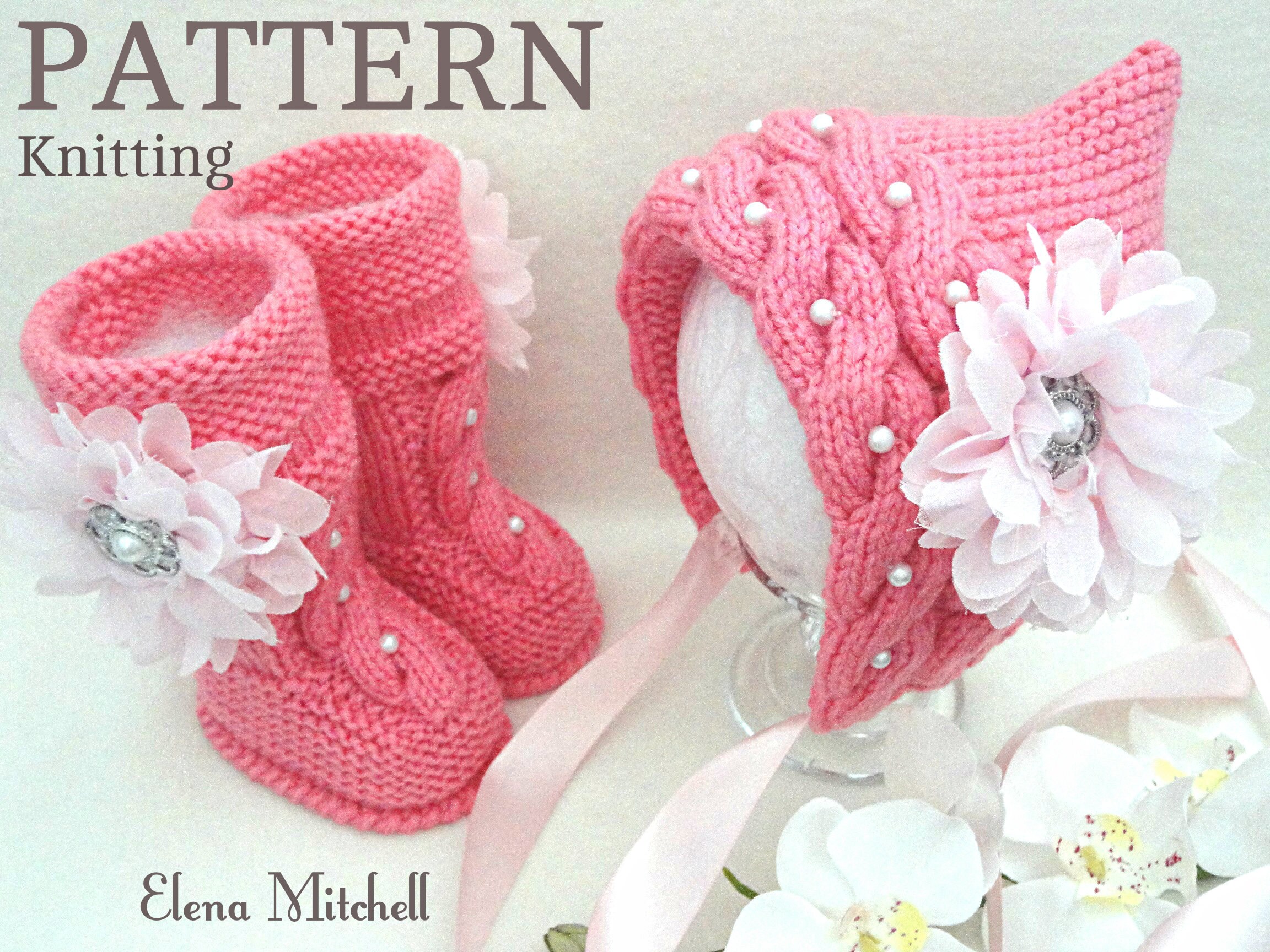 Knitting PATTERN Baby Set Baby Bonnet Baby Hat Cap Knitted Baby Shoes ...