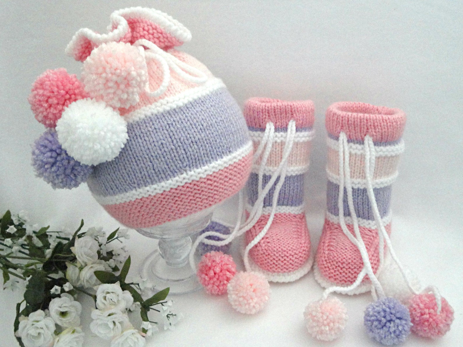 Knitting PATTERN Baby Set Knitted Baby Hat Baby Booties Baby - Etsy