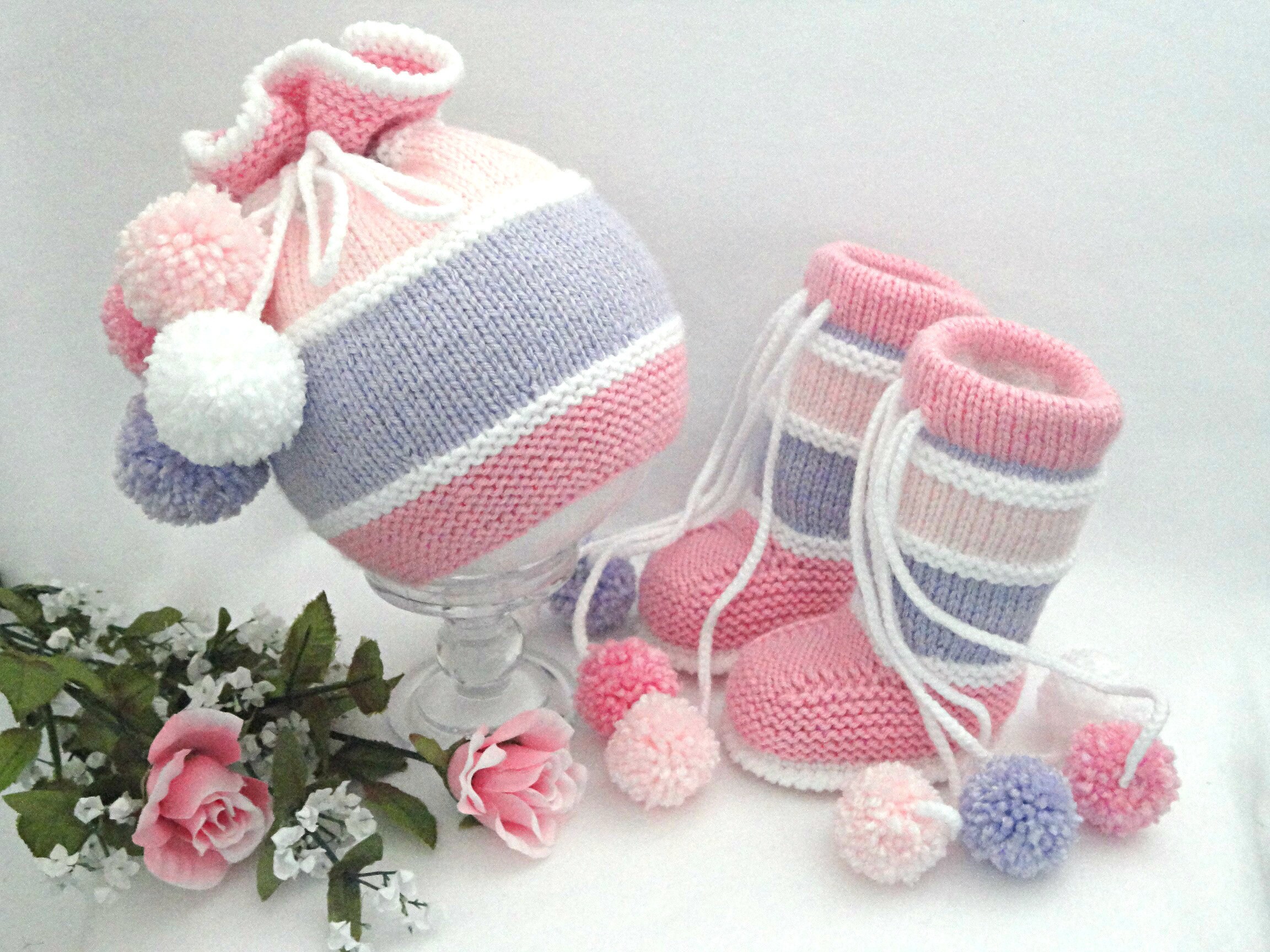 Knitting PATTERN Baby Set Knitted Baby Hat Baby Booties Baby | Etsy