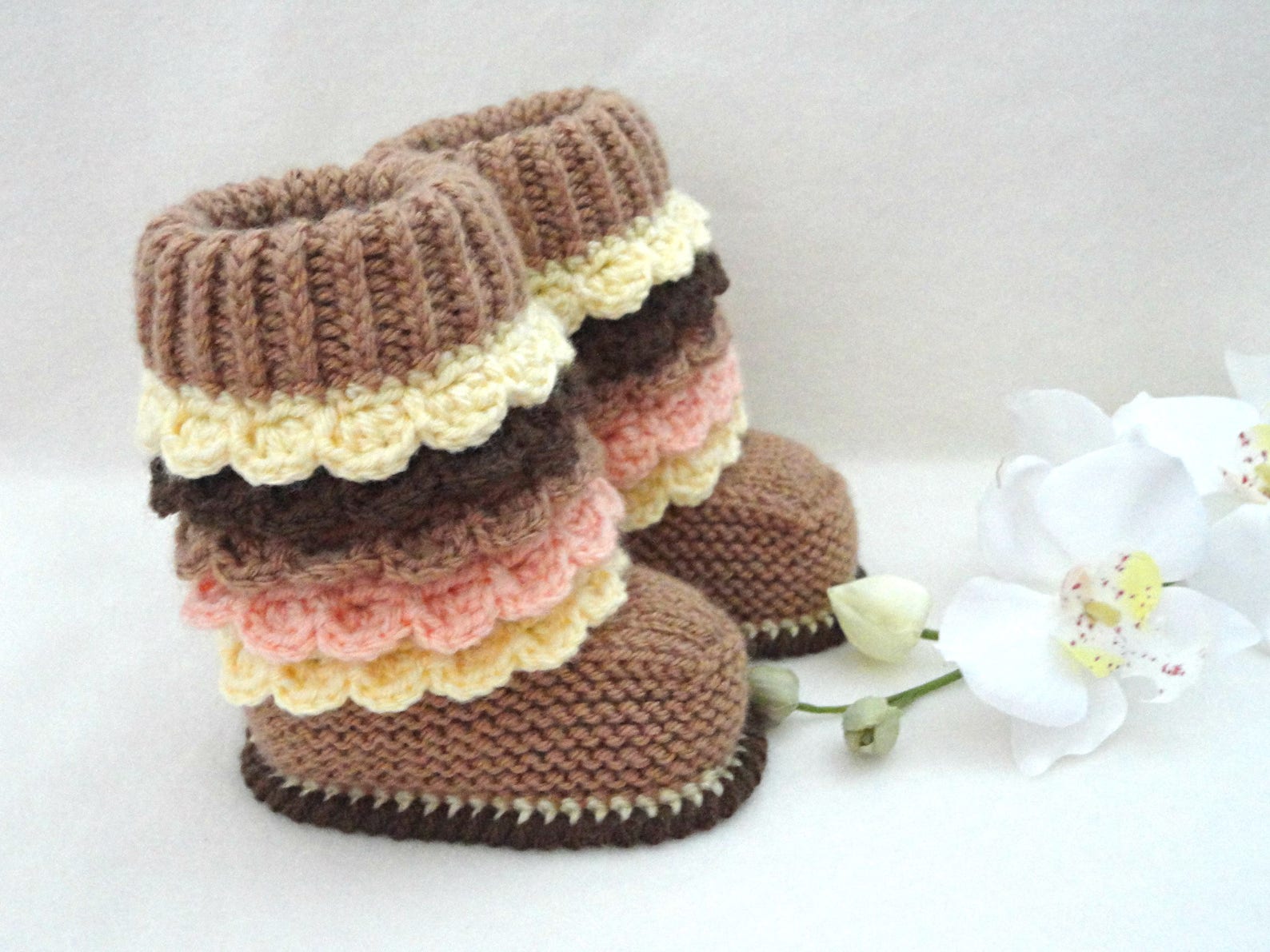 Knitting PATTERN Knit / Crochet PATTERN Baby Booties Baby Shoes Baby ...