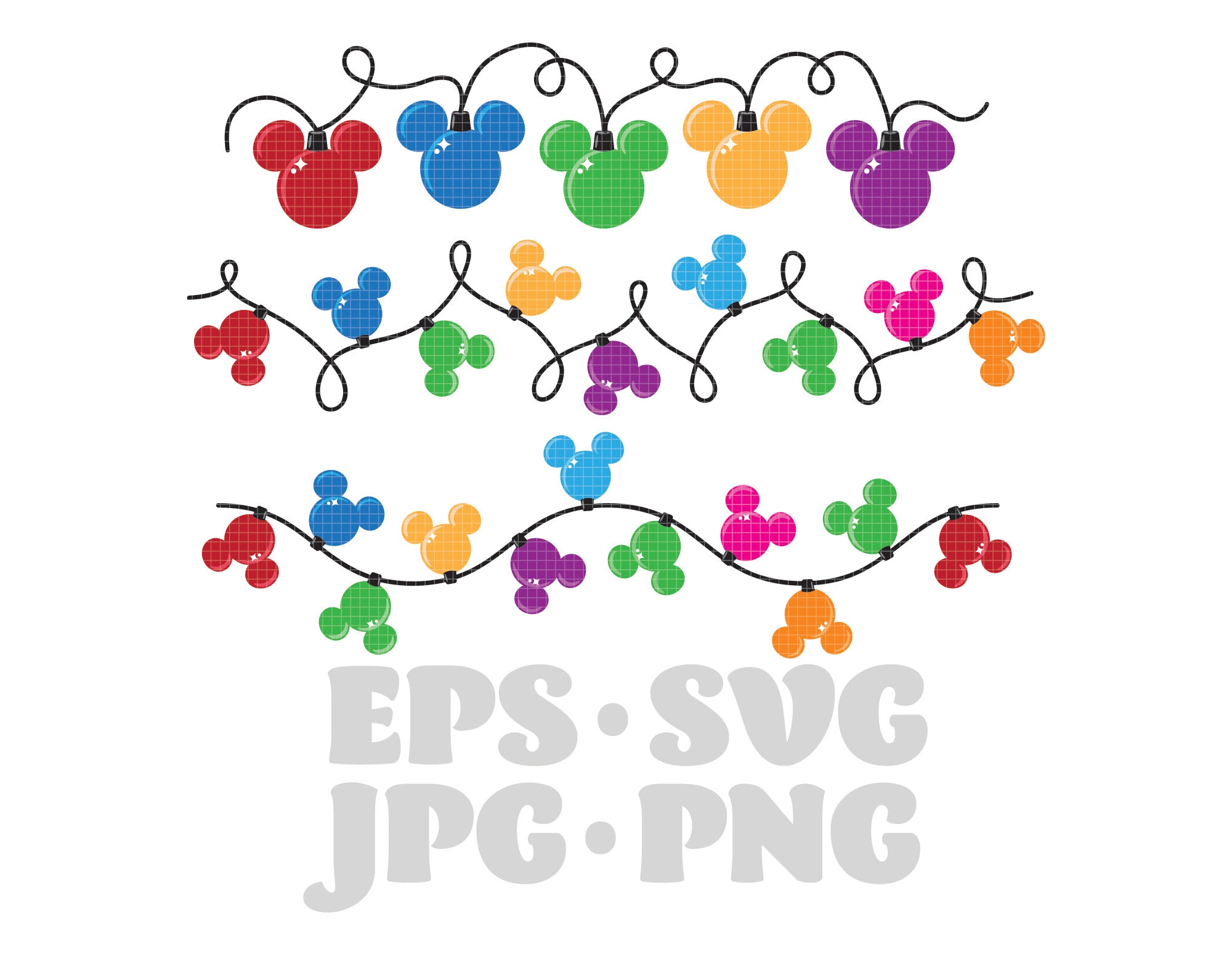 Magic Mouse Christmas Holiday Light Strings - EPS, PNG, Svg, Jpg - Etsy