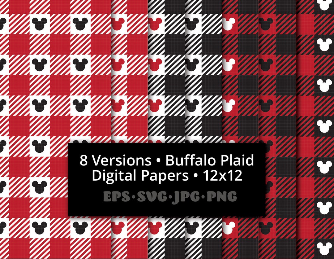 Magic Mouse Holiday Buffalo Plaid Digital Paper Pattern, 8 Styles ...