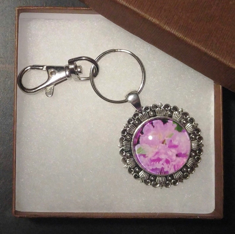 Purple Azalea Photo Keychain, Floral Key Fob, Flower Keychain Women's ...