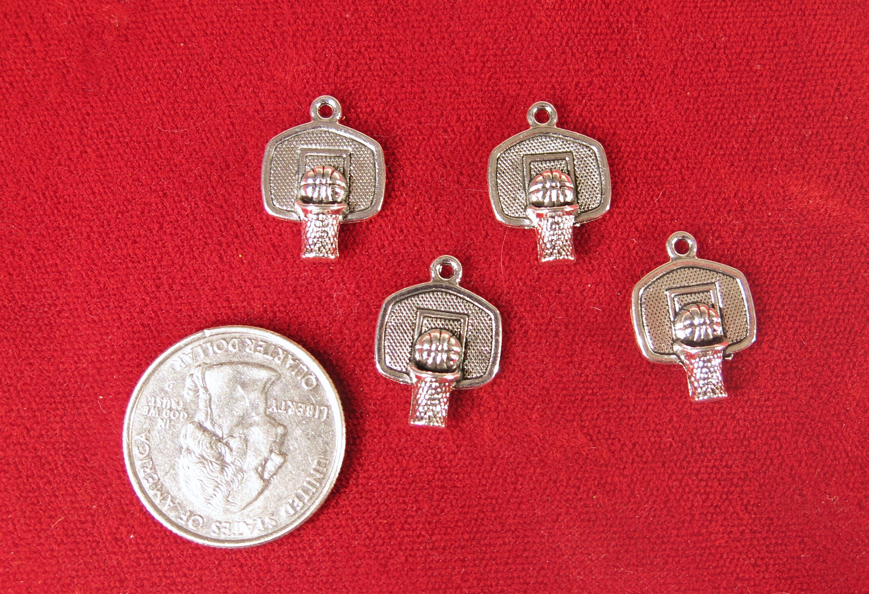 10pc Basketball charms in antique silver style | Etsy