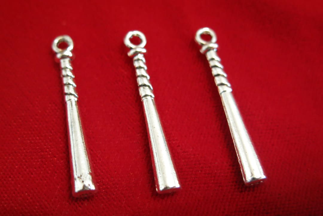 10pc baseball Bat Charms in Antique Silver Style - Etsy