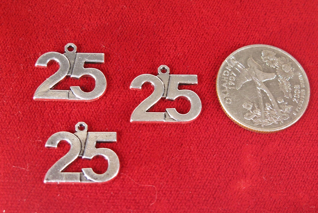 10pc number 25 Charms in Silver Style BC1538 - Etsy