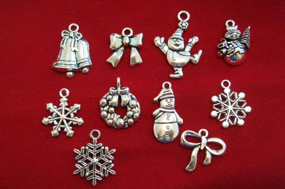 10pc Set "christmas" Charms in Antique Silver Style (BC834) - Etsy