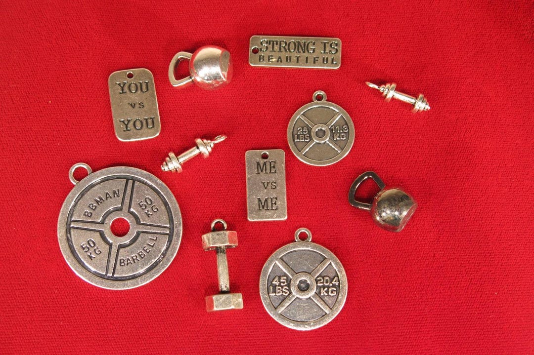 SET! 11pc "weights" Deluxe Charms Set in Antique Silver Style (CS6) - Etsy