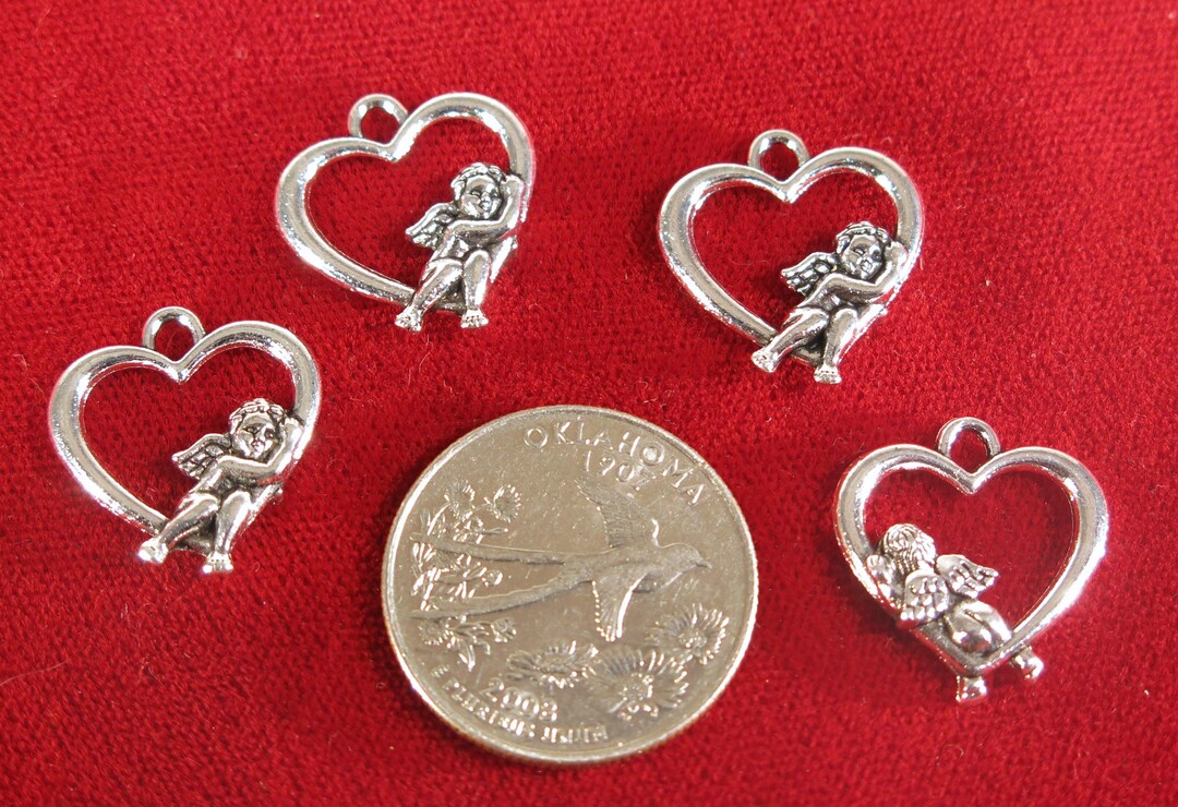 BULK! 30pc "angel Heart" Charms in Antique Silver Style (BC1495B) - Etsy