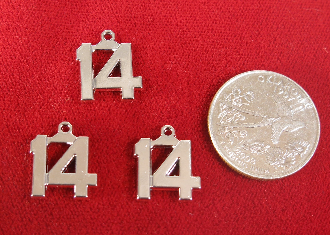 10pc number 14 Charms in Silver Style BC1484 - Etsy
