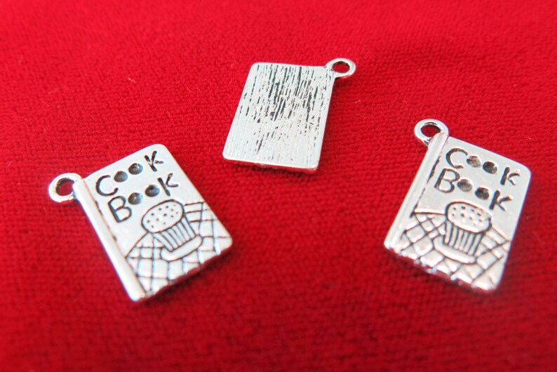 BULK 25pc cook Book Charms in Antique Silver | Etsy