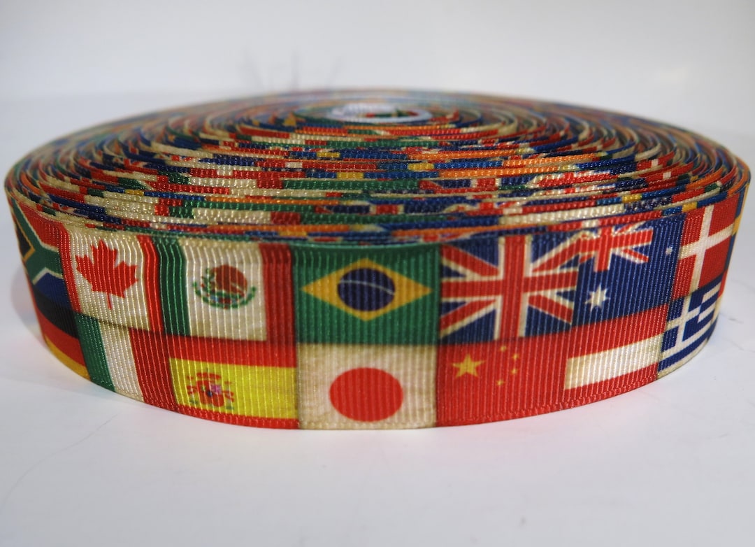 5 Yards of 1 Inch international Flags Grosgrain Ribbon - Etsy