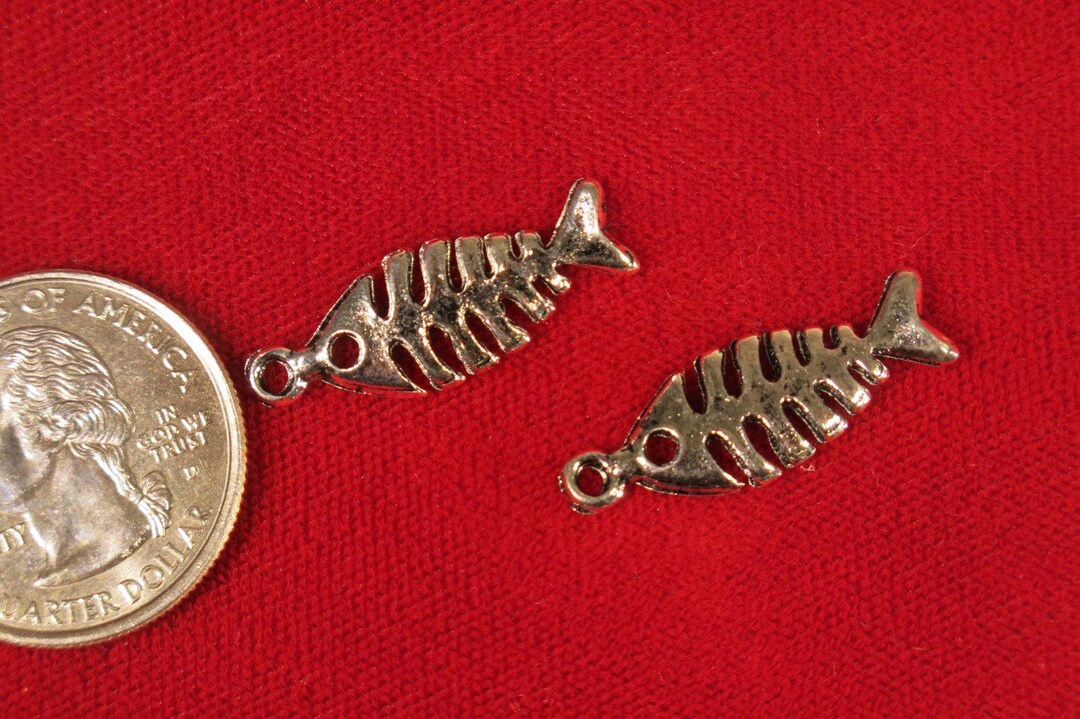 10pc "fish Bone" Charms in Antique Silver Style (BC528) - Etsy