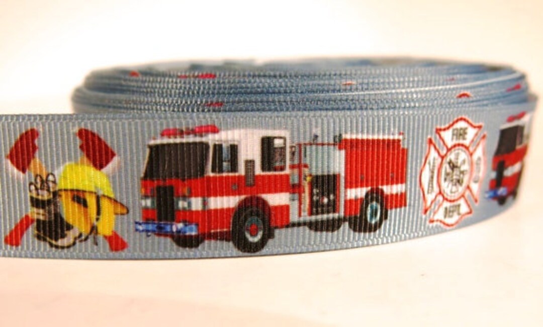 5 Yards of 5/8 Inch fire Truck Grosgrain Ribbon - Etsy