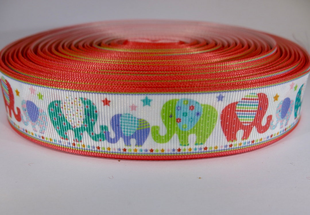 5 Yards of 1 Inch "elephant Ribbon" Grosgrain Ribbon - Etsy