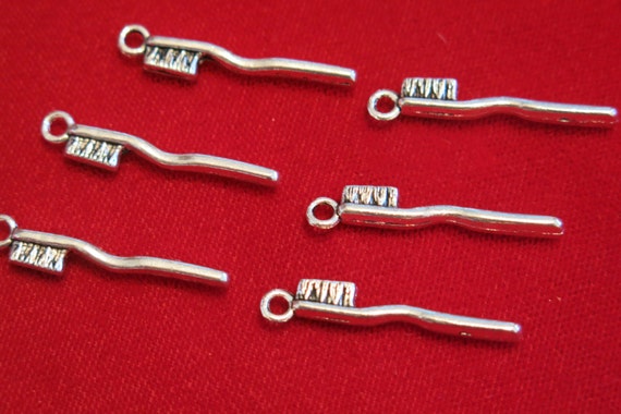 10pc toothbrush Charms in Antique Silver Style | Etsy
