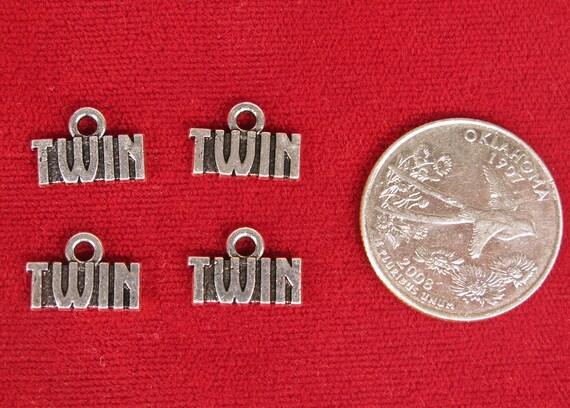 BULK 15pc twin Charms in Antique Style Silver | Etsy