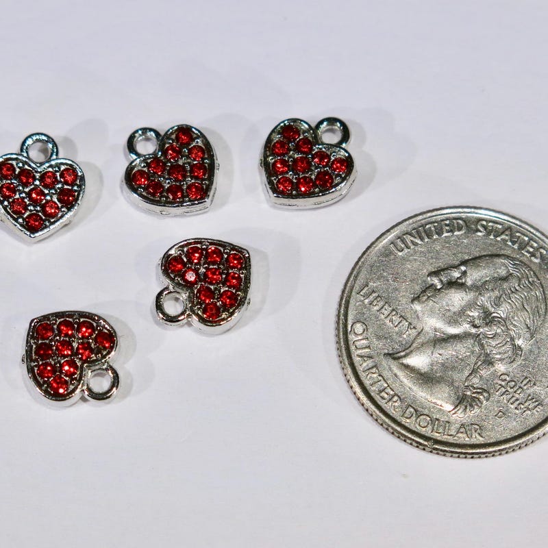 Little Red Heart Charms - Etsy