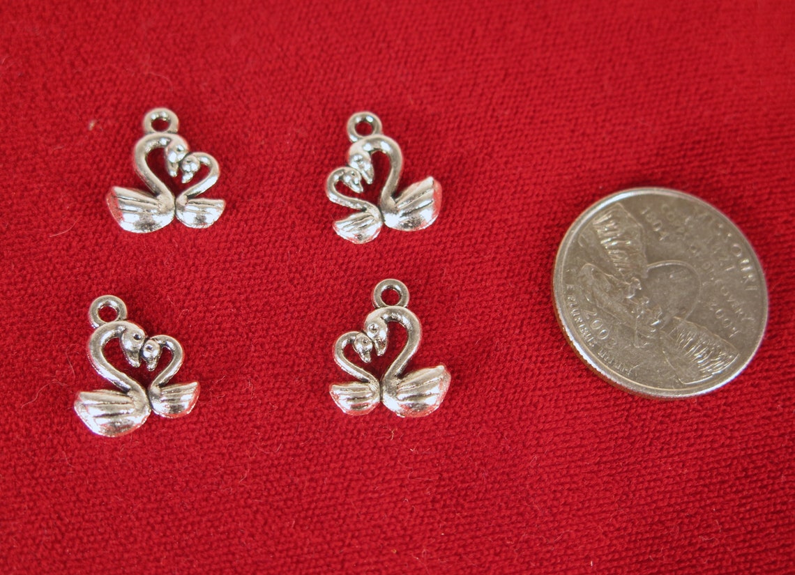 BULK 30pc swan charms in antique silver style | Etsy