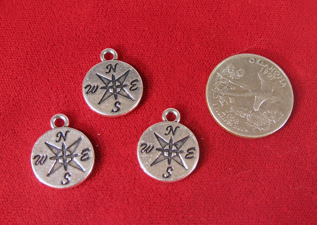BULK! 15pc "compass" Charms in Antique Silver Style (BC679B) - Etsy