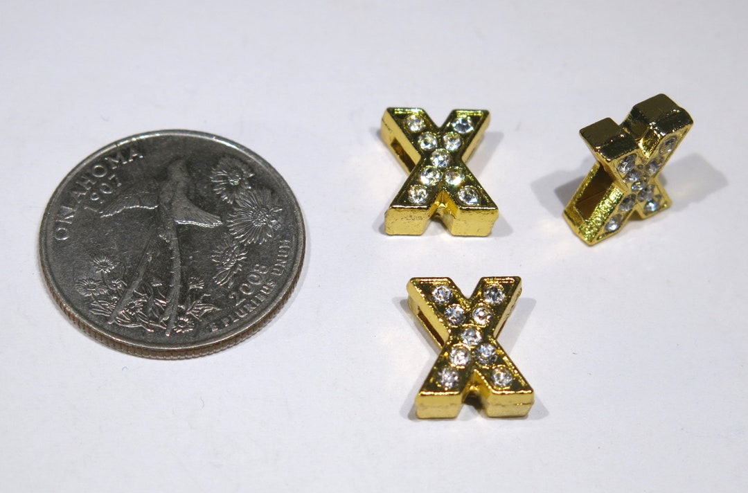 10pc letter X 8mm Slide Charms in Gold Color - Etsy