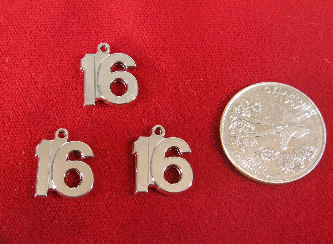 10pc number 16 Charms in Silver Style BC1486 - Etsy