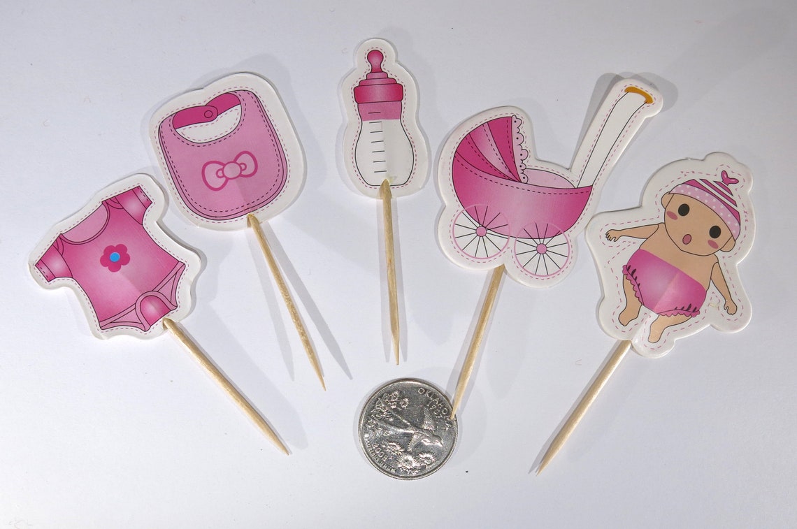 20pc baby Girl Tooth Pick / Cake Topper D83 | Etsy