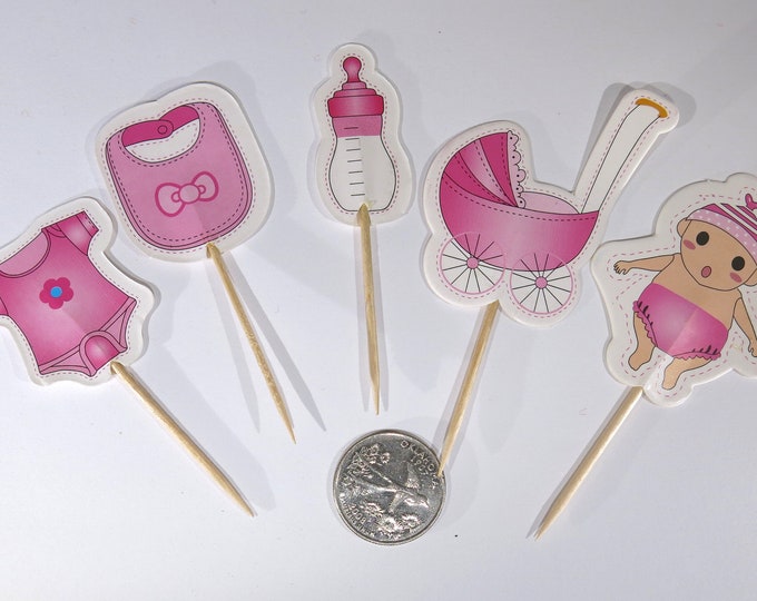 20pc baby Girl Tooth Pick / Cake Topper D83 - Etsy